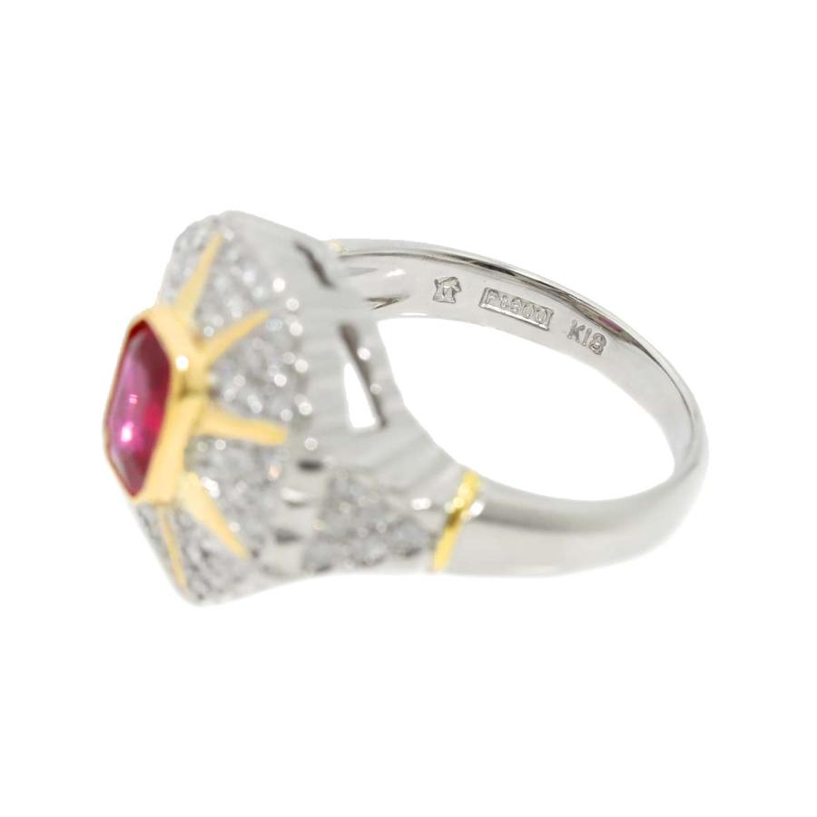リング 11号 ルビー 0.93ct ダイヤ 0.47ct Pt K18 YG プラチナ イエローゴールド 750 指輪 Ruby Ring ...