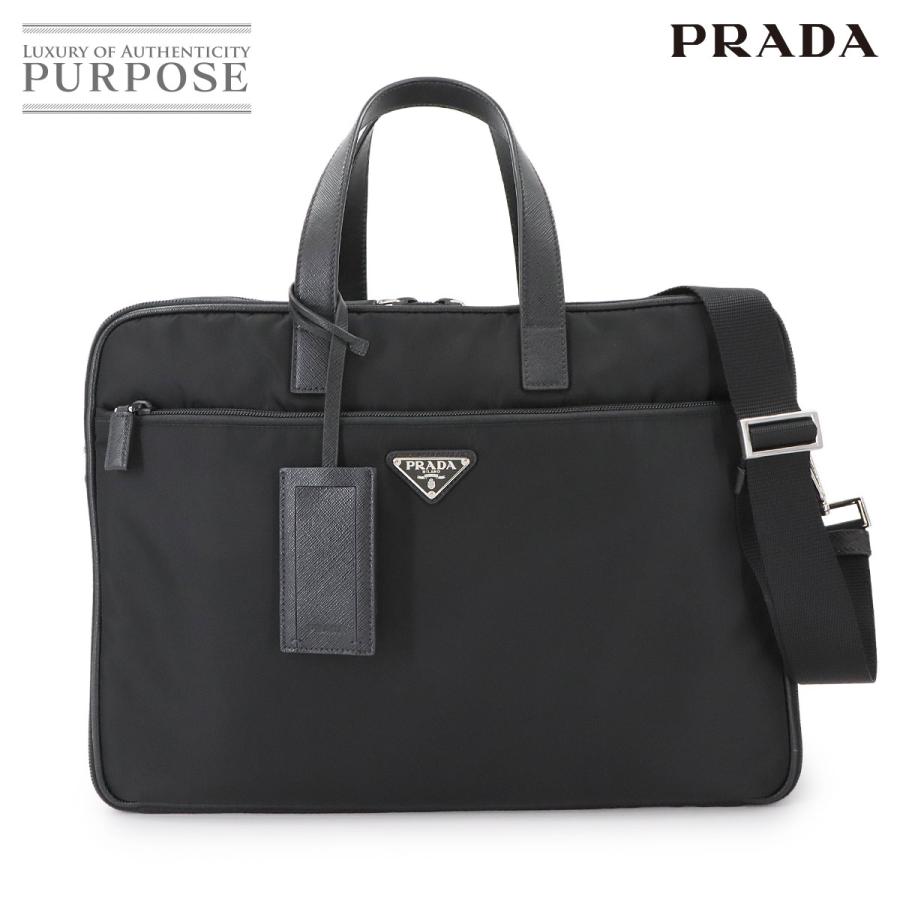 PRADA 新品同様 プラダ ブリーフケース 2way ビジネス ショルダー バッグ ナイロン サフィアーノレザー ブラック 2VE407 90287217 : PURPOSEパーパス・ヤフー ...