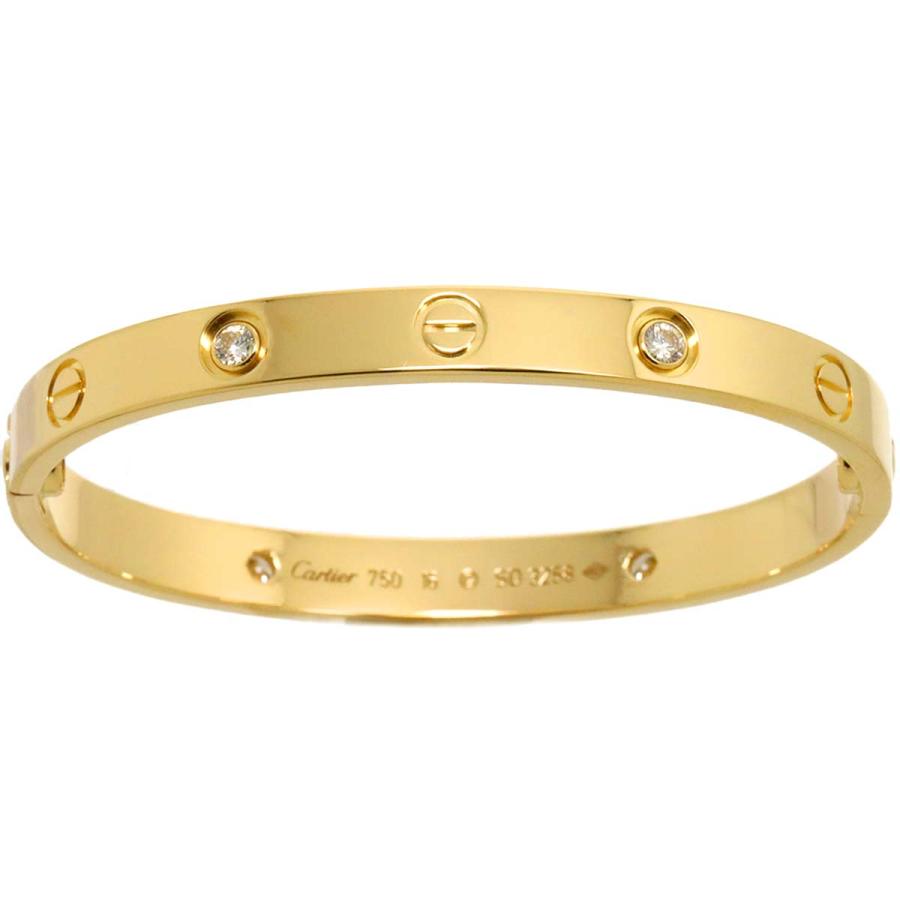 Cartier カルティエ ラブ ブレス ハーフ ダイヤ 4P #16 K18 YG 750 ブレスレット バングル Love Bracelet 90289801 : PURPOSEパーパス ...