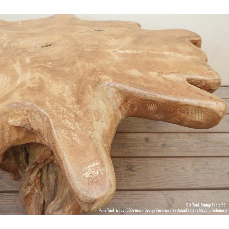 切り株テーブル 希少 オールドチーク一枚板 幅96cm × 奥行81cm 高さ40cm 極厚無垢材 ちゃぶ台 ローテーブル バリ家具 : バリ家具の専門店Q-STYLE - 通販 ...