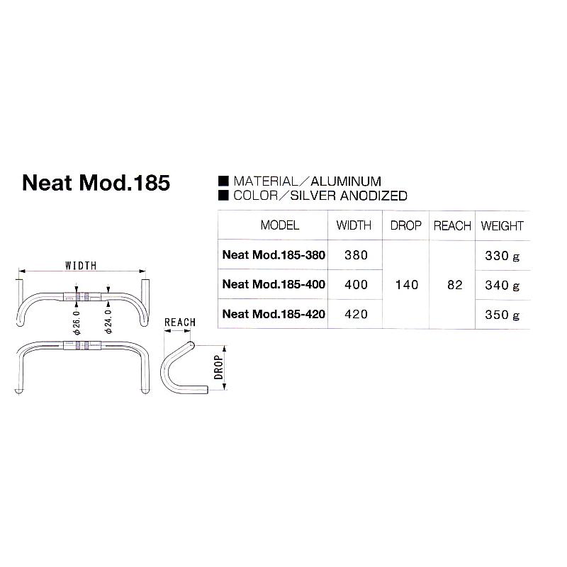 ニットー ドロップバー Neat Mod.185 シルバー NITTO : nitto-028442 : 自転車のQBEI Yahoo!店 - 通販 - Yahoo!ショッピング