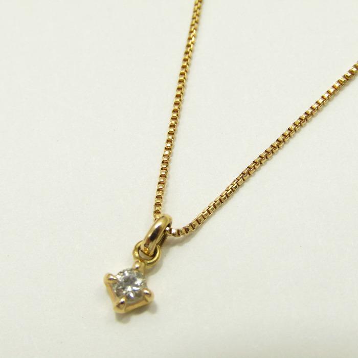 agete アガット 1Pダイヤ 0.05ct ネックレス K18 イエローゴールド 1.4g : リサイクルショップフリマックス - 通販 - Yahoo!ショッピング