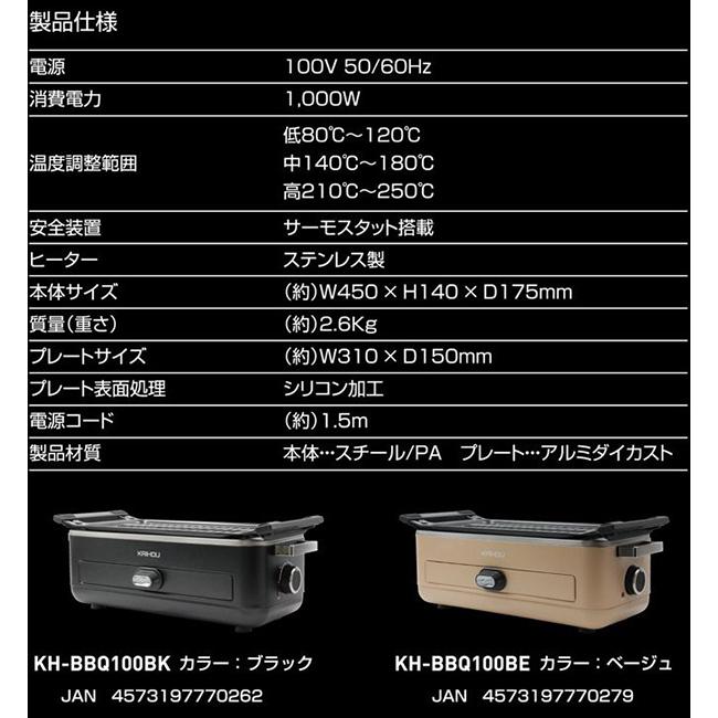 ホットプレート スモークレス 焼肉ロースター 煙や油の飛び散りを抑える 最高温度250℃ 3段階温度調節 油受け 給水トレイ お手入れ簡単 KH-BBQ100 : クアトロ - 通販 ...