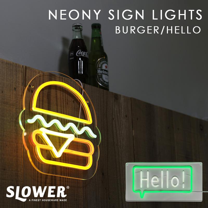 SLOWER（スロウワー） ネオンサインライト LED インテリアライト おしゃれ 店舗 ハンバーガー ショップ 壁掛け 飾り インテリア雑貨 ...