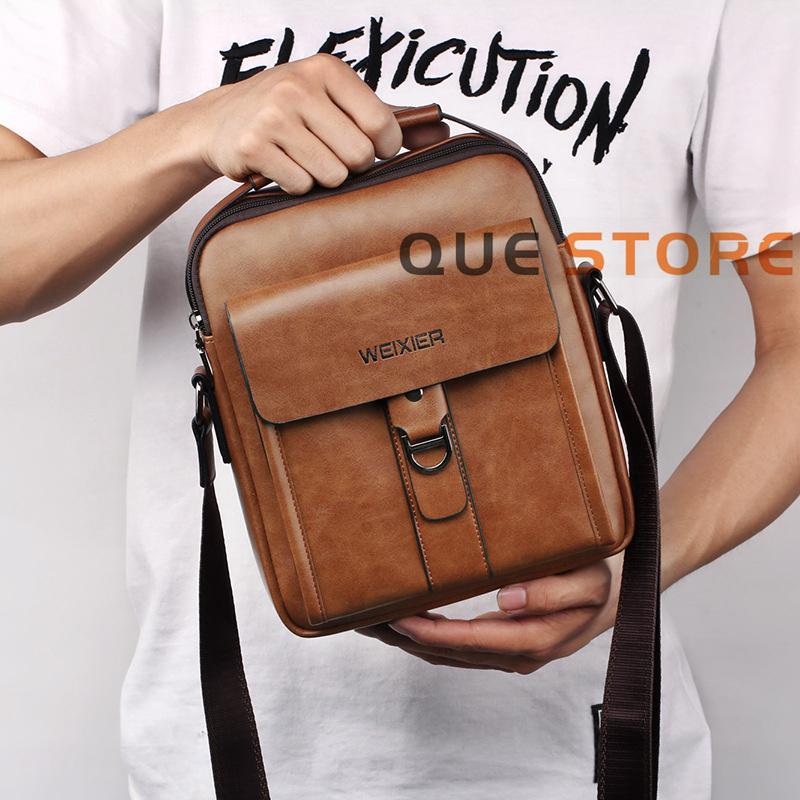 バッグ メンズ ショルダーバッグ ビジネスバッグ 革 通勤 通学 斜めがけバッグ オシャレ シンプル 軽量 実用 自転車 かばん 男性 ブラウン 黒 :q2272:QUE - 通販 ...