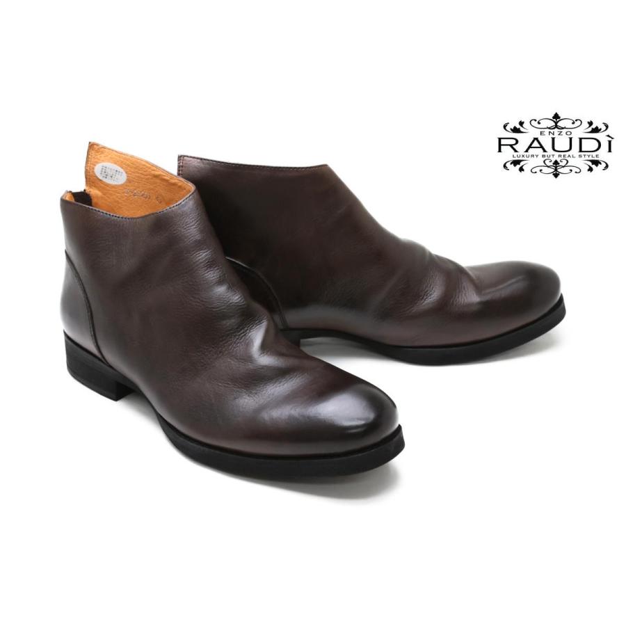 RAUDI ラウディ メンズ カジュアルシューズ アシンメトリー ジップアップブーツ ダークブラウン RAUDi 23203dbr ...