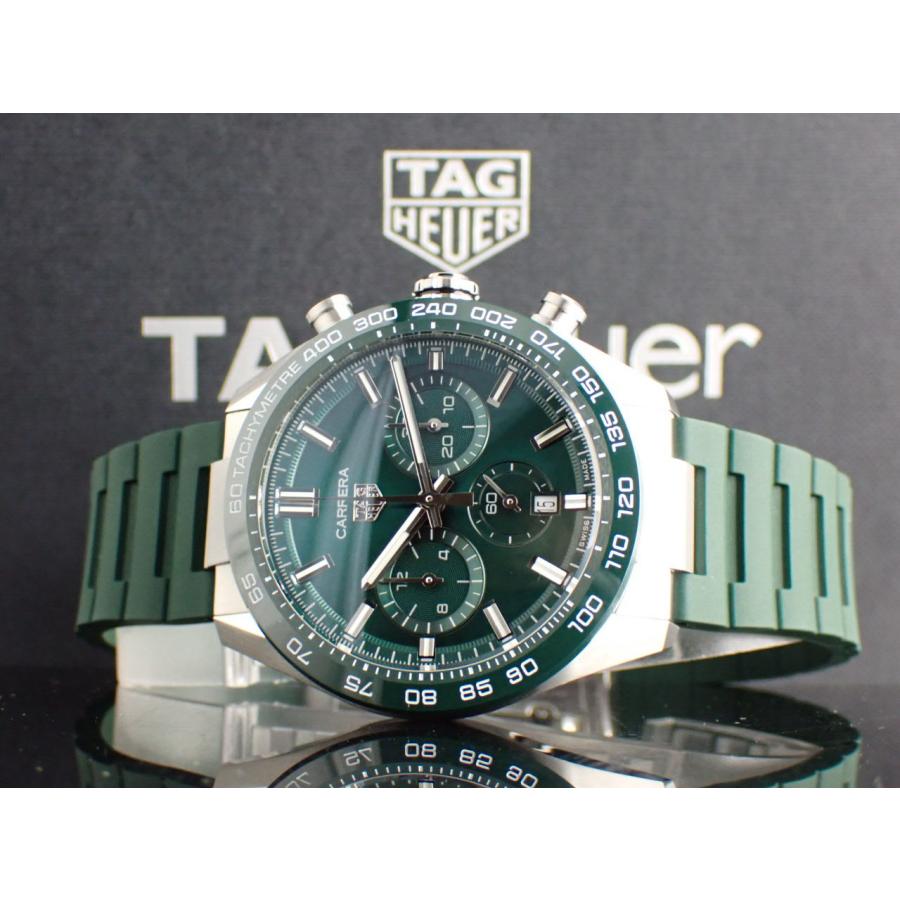 TAG HEUER タグホイヤー カレラ キャリバーホイヤー02 クロノグラフ グリーン文字盤 CBN2A1N.FT6238 新品 : クエリ ...