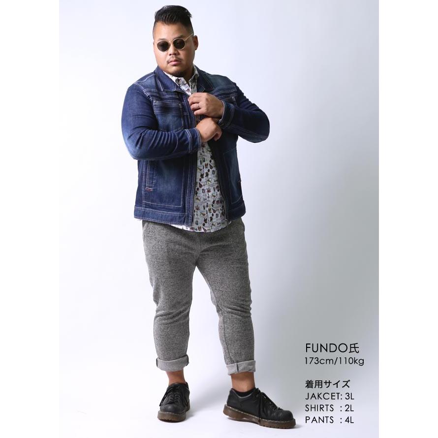 大きいサイズ Gジャン デニムジャケット メンズ barassi(バラシ) ストレッチ 裏地ペイズリー柄 2L(50) 3L(52) カジュアル 青 紺 秋 冬 : it024 : 大きい ...