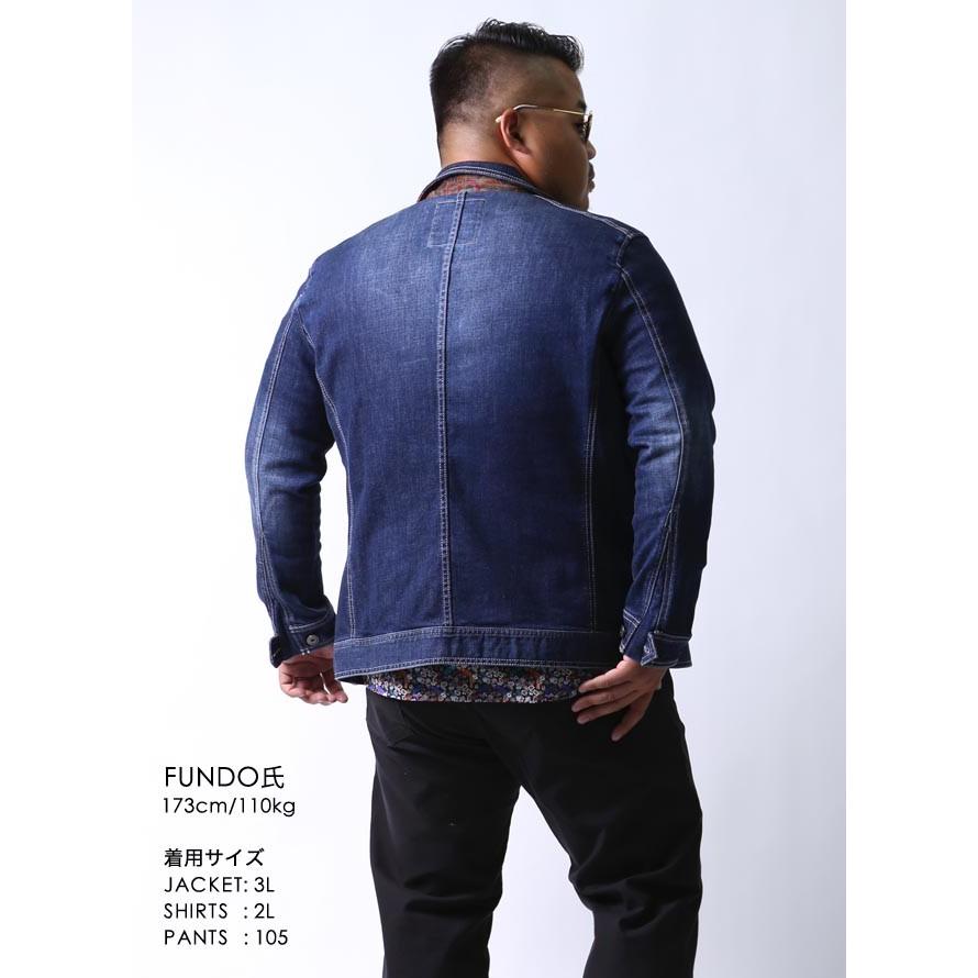 大きいサイズ Gジャン デニムジャケット メンズ barassi(バラシ) ストレッチ 裏地ペイズリー柄 2L(50) 3L(52) カジュアル 青 紺 秋 冬 : it024 : 大きい ...