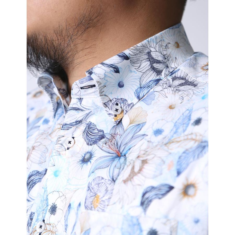 大きいサイズ 半袖シャツ カジュアルシャツ メンズ ボタンダウン barassi(バラシ) 日本製 花柄ブルー 3L(52) カジュアル 青 春 夏 秋 : 大きいサイズ専門店 QZILLA ...