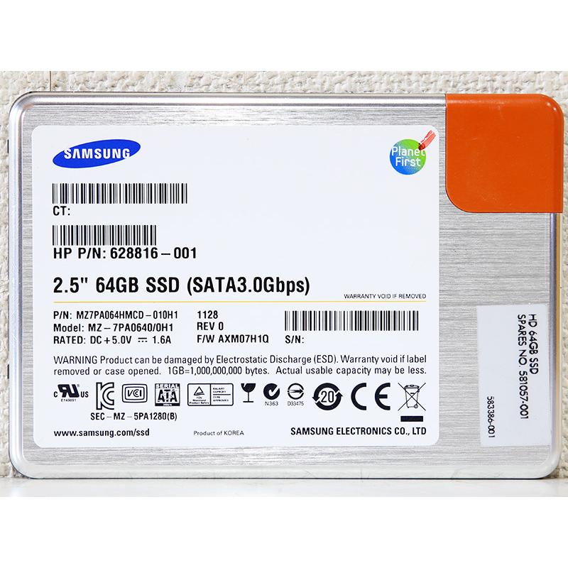 628816-001 HP 64.0GB 2.5インチ/Serial ATA-300/Solid State Drive Samsung ...