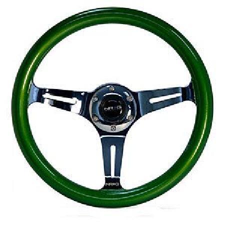 NRG Innovations ST-015CH-GN クラシック木目ホイール(350mm クロムスポーク3本、グリーンパール/フレークペイント) : b00bw89qsq : R・STORE ...