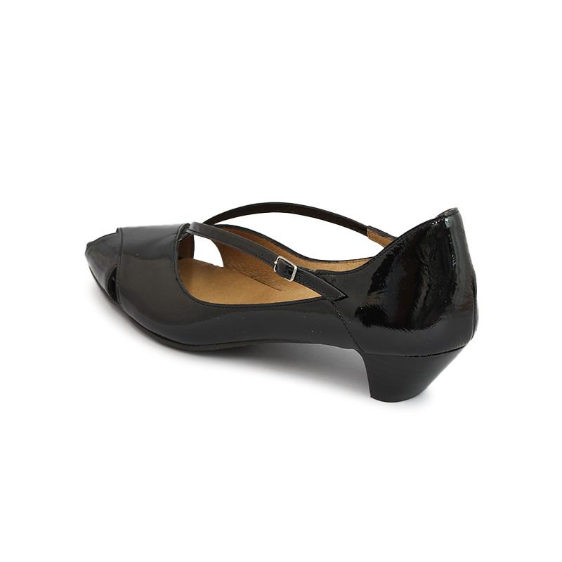 rabokigoshi works ラボキゴシワークス 12779 B ブラック パンプス オープントゥ ストラップ付 3cmヒール ゴート ...