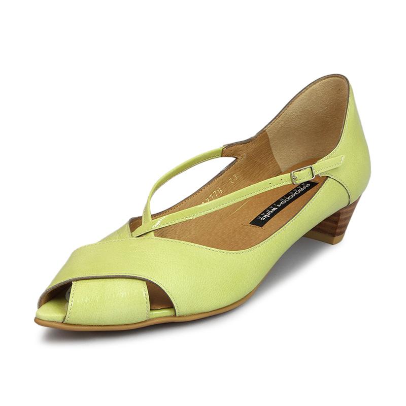 rabokigoshi works ラボキゴシワークス 12779 YE イエロー パンプス オープントゥ ストラップ付 3cmヒール ゴート ...