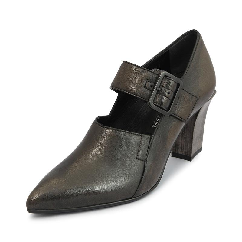 【継続品】works ラボキゴシワークス 12791 GRY グレー パンプス ベルト 7cmヒール アドバンラム 合成底 ...