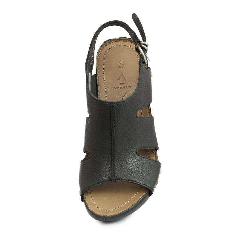 SAYA ラボキゴシ サヤ 51185 B ブラック ウェッジサンダル 厚底 8cmヒール カーフ : ラボスター Yahoo!ショップ ...