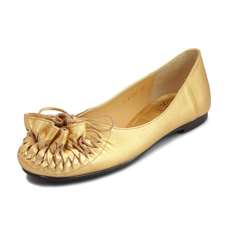 SAYA 【継続品】SAYA ラボキゴシ サヤ 51237 GLD ゴールド フラットシューズ ラウンドトゥ 1cmヒール 箔キップ 合成底 ...