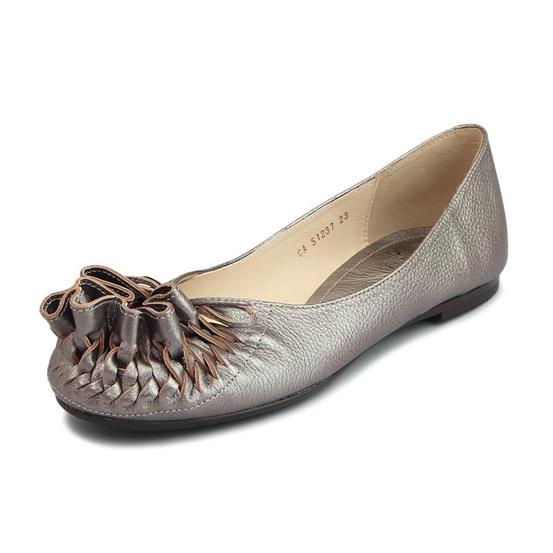 SAYA 【新商品】SAYA ラボキゴシ サヤ 51237 SV シルバー フラットシューズ ラウンドトゥ 1cmヒール 箔キップ 合成底 ...