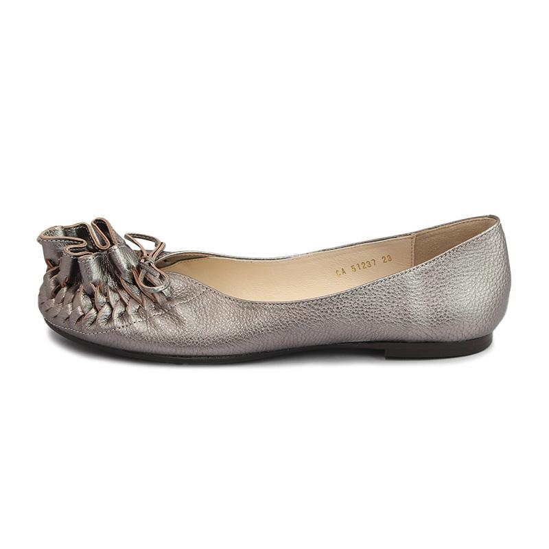 SAYA 【新商品】SAYA ラボキゴシ サヤ 51237 SV シルバー フラットシューズ ラウンドトゥ 1cmヒール 箔キップ 合成底 ...