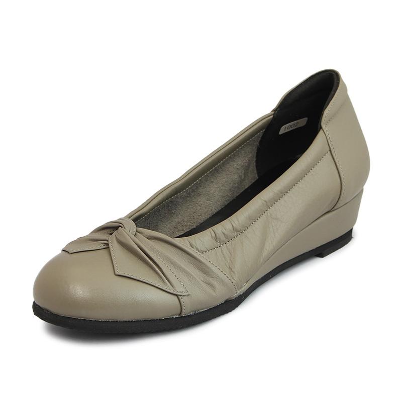 FIZZ REEN（フィズリーン） 1002 CHA チャコール ウェッジパンプス リボンモチーフ 3.5cmヒール 4E (21002) : ラボスター Yahoo!ショップ - 通販 ...