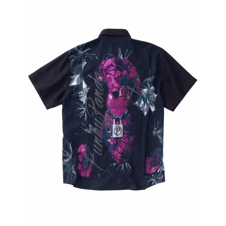 半袖シャツ 大きいサイズ メンズ ボタニカル柄 パンダ プリント 可愛い