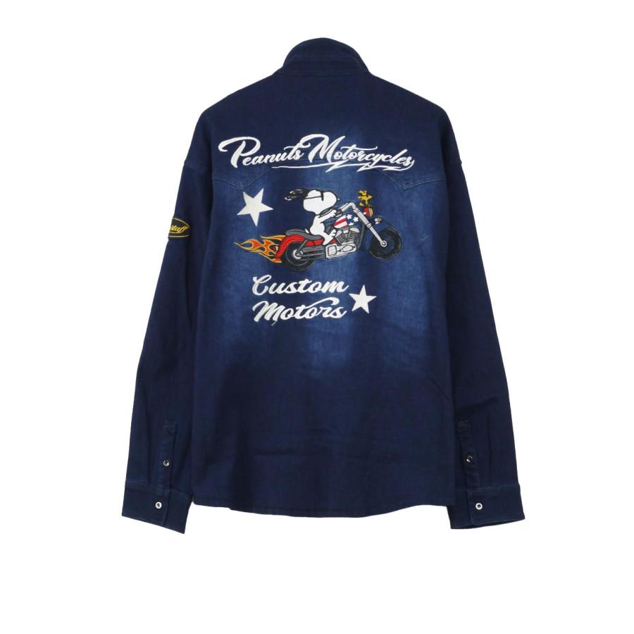 デニムシャツ 長袖 大きいサイズ メンズ スヌーピー SNOOPY 刺繍 ストレッチ 胸ポケット C060819-06 デニムシャツ 長袖 大きいサイズ メンズ スヌーピー SNOOPY 刺繍