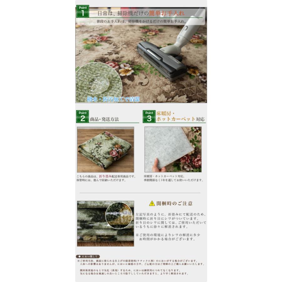 撥水 防汚 抗菌 防臭 カーペット 江戸間3帖 176×261 フリーカット ラグ 花柄 グリーン ベージュ 緑 国産 :z0572-soleil-176-261:ラグマット通販のサヤンサヤン ...