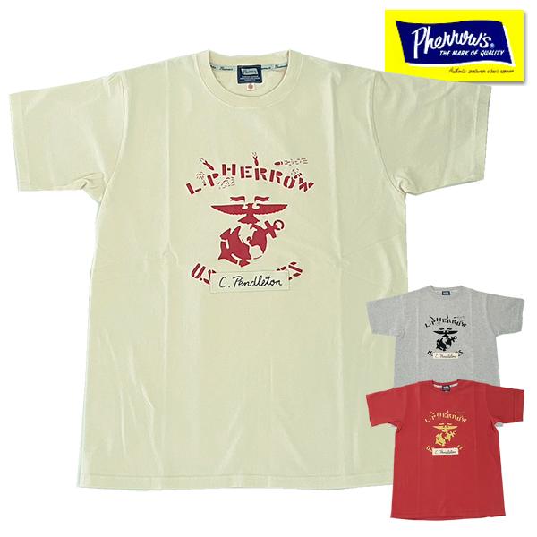 Pherrow's フェローズ Tシャツ 24S-PT24 カタログ未掲載モデル 盛夏T ロゴT 半袖 プリント 綿100％ パッチ アメカジ ヴィンテージ TEE メンズ 2024年 新作 ...