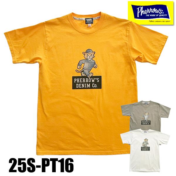 Pherrow's フェローズ Tシャツ 25S-PT16 PHERROW’S DENIM Co. アニマル フロッキー デニム プリント ロゴT 半袖 綿100％ アメカジ TEE メンズ ...