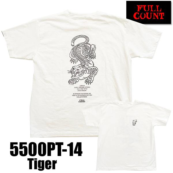FULLCOUNT フルカウント FULL COUNT Tシャツ 5500PT-14 Tiger Liam Alvy コラボ 虎 半袖 和柄 プリント ロゴ TEE 綿100％ BD糸 メンズ ...