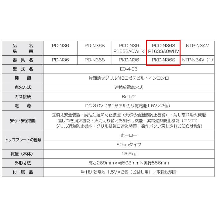 パロマ ビルトイン ガスコンロ 60cm LPガス PKD-N36S-LP : Raihoo online shop - 通販 - Yahoo!ショッピング