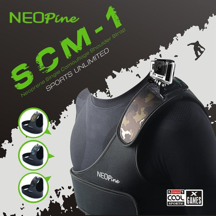 Neopine GoPro Hero ネオプレンシングル迷彩 アクションカメラ用 ショルダーアングル撮影 ショルダーストラップ 迷彩色 RIM ...