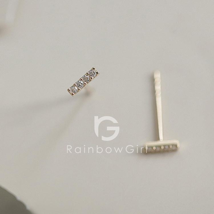 RainbowGirl（アクセサリー） ピアス レディース スティック バー シンプル CZ 小ぶり 14kコーティング/シルバー925 ゴールド 女性 人気 誕生日 母の日 ...