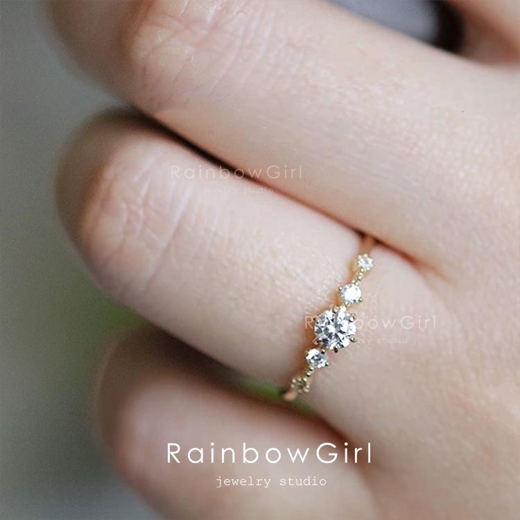 RainbowGirl（アクセサリー） 指輪 レディース 細いリング 一粒 誕生日 母の日 フリーサイズ 可愛い ダイヤモンドcz 重ね付け : RainbowGirl Jewelry ...