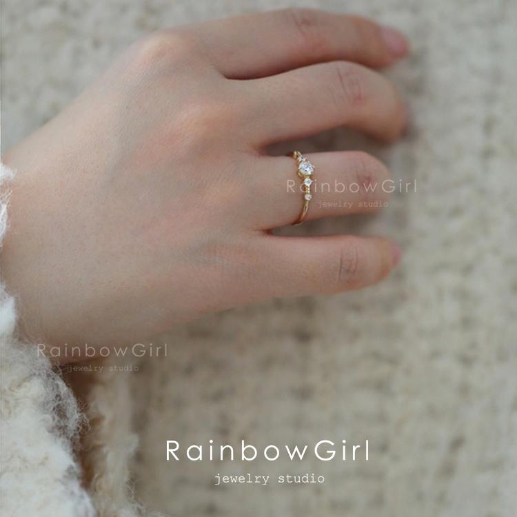 RainbowGirl（アクセサリー） 指輪 レディース 細いリング 一粒 誕生日 母の日 フリーサイズ 可愛い ダイヤモンドcz 重ね付け : RainbowGirl Jewelry ...