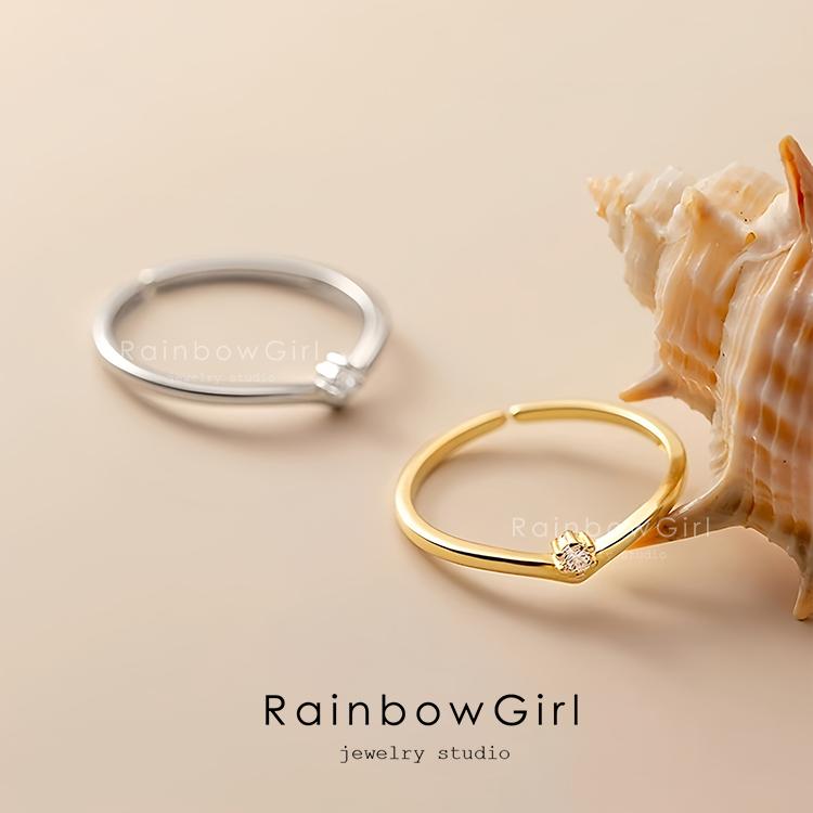 RainbowGirl（アクセサリー） 指輪 レディース 細いリング 一粒 Vライン フリーサイズ 可愛い ダイヤモンドcz 重ね付け 女性 母の日 : RainbowGirl Jewelry ...
