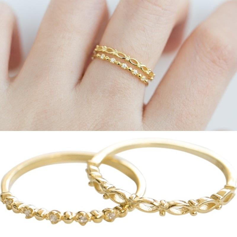 指輪 レディース セット エタニティリング レース 重ね付け 14KGP CZダイヤ 人気 女性 クリスマスプレゼント 激安アクセサリー : ring002 : RainbowGirl ...