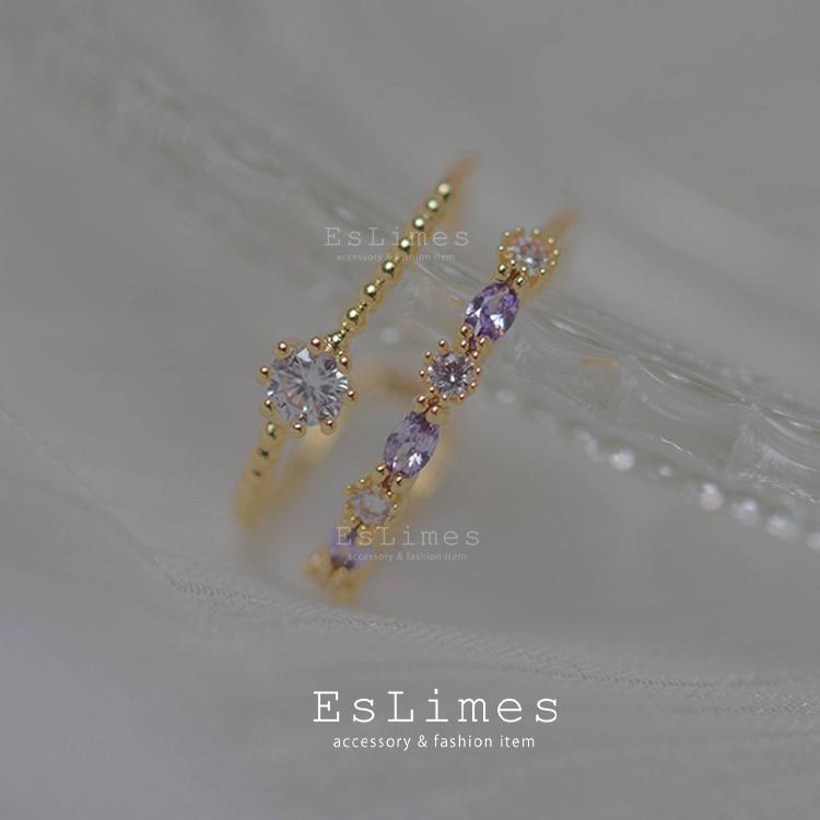 指輪 レディース リング 2点セット 一粒 パープル フリーサイズ カジュアル おしゃれ ゴールド 18kgp 女性 クリスマス ポイント利用 : RainbowGirl Jewelry ...