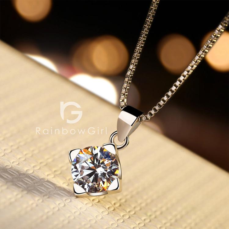 RainbowGirl（アクセサリー） ネックレス レディース 大粒1.0ct 1.25ct一粒 CZ 選べる シンプル 定番 女性 人気 20代30代40代50代 お祝い 誕生日 母の日 ...