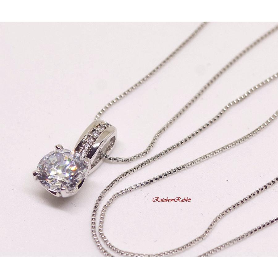 18K RGP プラチナ ダイヤ CZ 一粒 ネックレス yn3180 ご褒美 感謝 : yn3180 : RainbowRabbit - 通販 - Yahoo!ショッピング