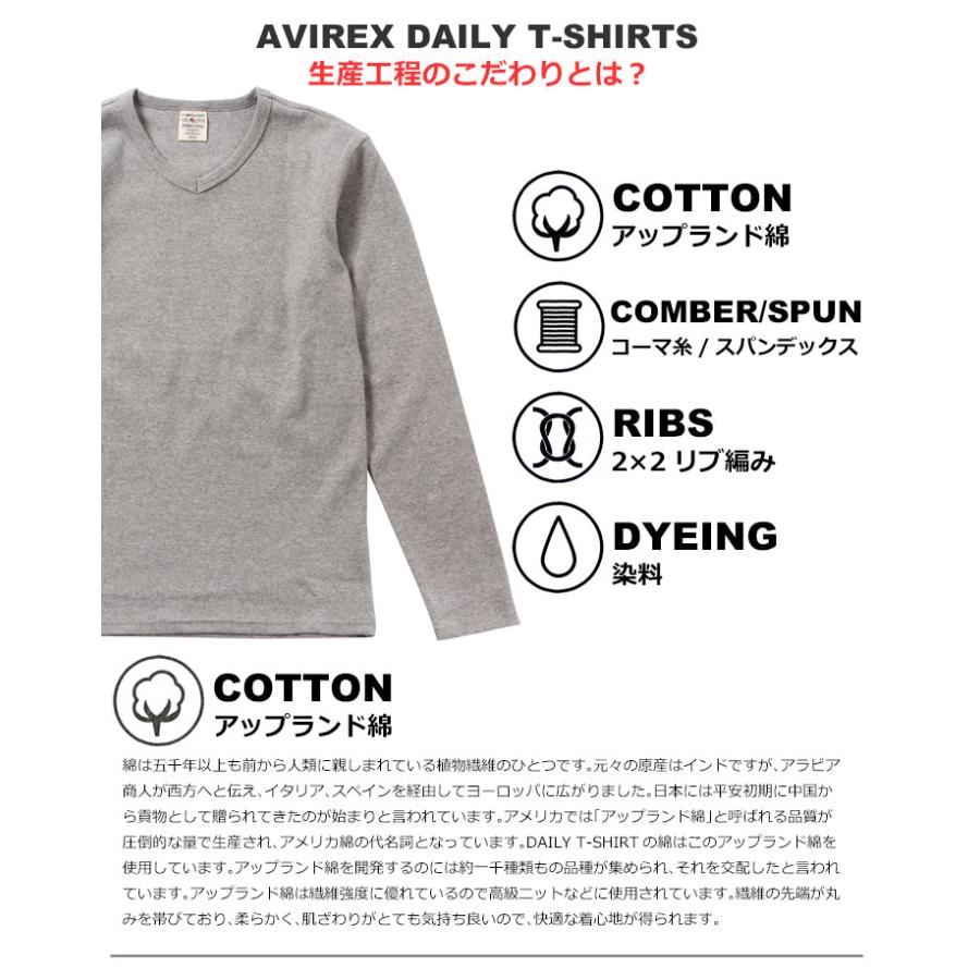 AVIREX アビレックス Tシャツ Vネック 長袖 メンズ アヴィレックス ブランド インナー トップス おしゃれ かっこいい 無地 厚手 ロンT ピタT : JOKnet Yahoo!店 ...