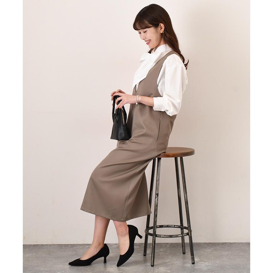 ジャンパースカート レディース ロング タイト 秋 冬 春 夏 ワンピース