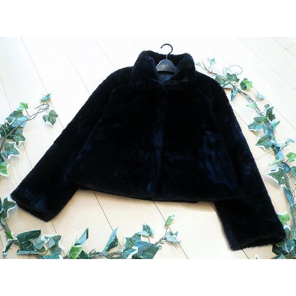 上質 ボリューム エコファー ショートコート 黒 ふんわり暖か 羽織りもの 華やか 高級感 新品 7782 ML : 7782 : ライン ...