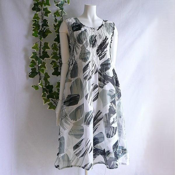 新品 9064 ML ワンピース レディース 夏 シャーリング 白系 ノースリーブ 透け感 インド製 綿100％ ナチュラル コットン サイケ柄 春 : セレクトショップラインハイト - 通販 ...