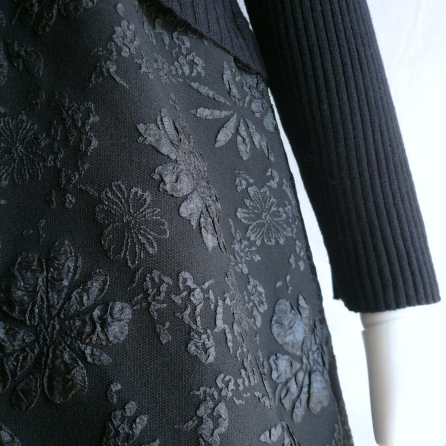 新品 9195 ML ニット ワンピース 秋 冬 レディース 黒 ブラック 膨れ花模様 異素材切替 高級感 上質 上品 品番違い : 9195 : ラインハイト - 通販 - Yahoo!ショッピング