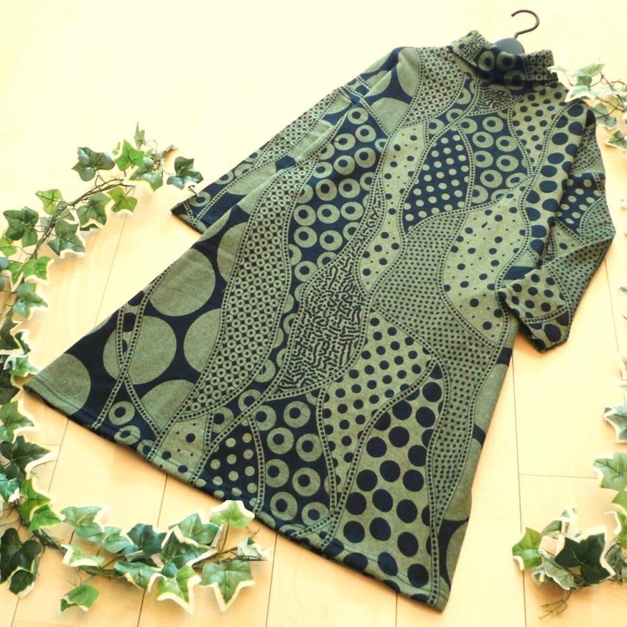 新品 9223 ML 裏起毛 あったか ワンピース 秋 冬 ドット柄 レディース カーキ 黒 ゆったりタートル ストレッチ ニットソー 長袖 : 9223 : ラインハイト - 通販 ...