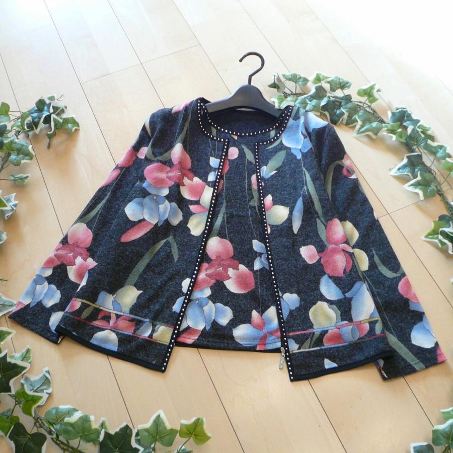 新品 9310 ML 高級 ツインニット アンサンブル 大きな花柄 レディース 黒系 ラインストーンジップカーデ プルオーバー 上品 上質 : 9310 : ラインハイト - 通販 ...