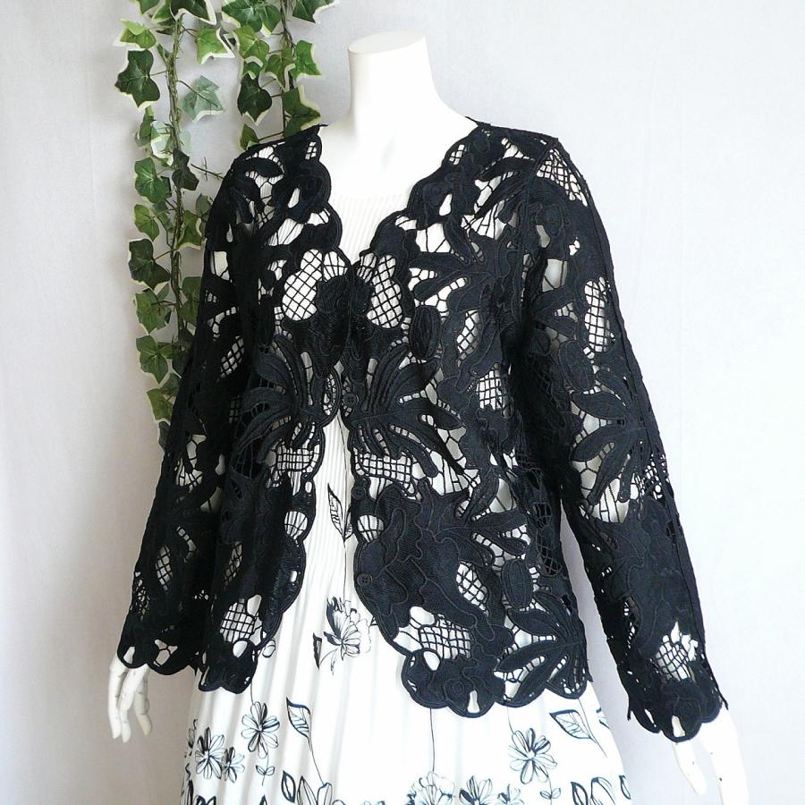 新品 9492 ML クロシェ カットワーク 刺繍 カーディガン 春 夏 レディース 黒 エレガント 羽織もの 上質 上品 : ラインハイト - 通販 - Yahoo!ショッピング
