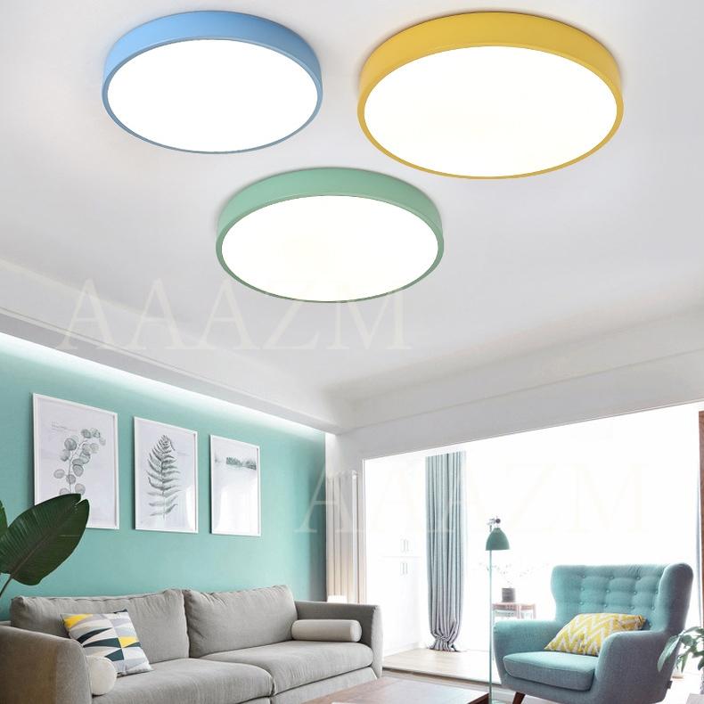 LED シーリングライト おしゃれ 4~12畳 北欧 円盤 マカロン 薄型 天井照明器具 リモコン調光調温選択可 寝室 キッチン リビング 廊下 ベッドルーム 天井ライト : rakki ...