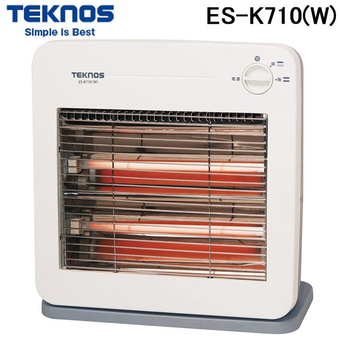 TEKNOS (送料無料)テクノス ES-K710-W 電気ストーブ 薄型デザイン 温度2段階切替式 ホワイト 800W 転倒OFFスイッチ 電源コード収納フック 暖房 寒さ対策 ヒーター ...